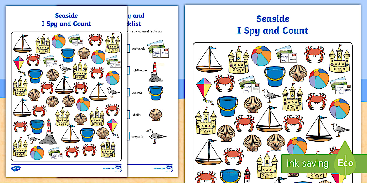 Seaside I Spy and Count Activity to 10 (teacher made)