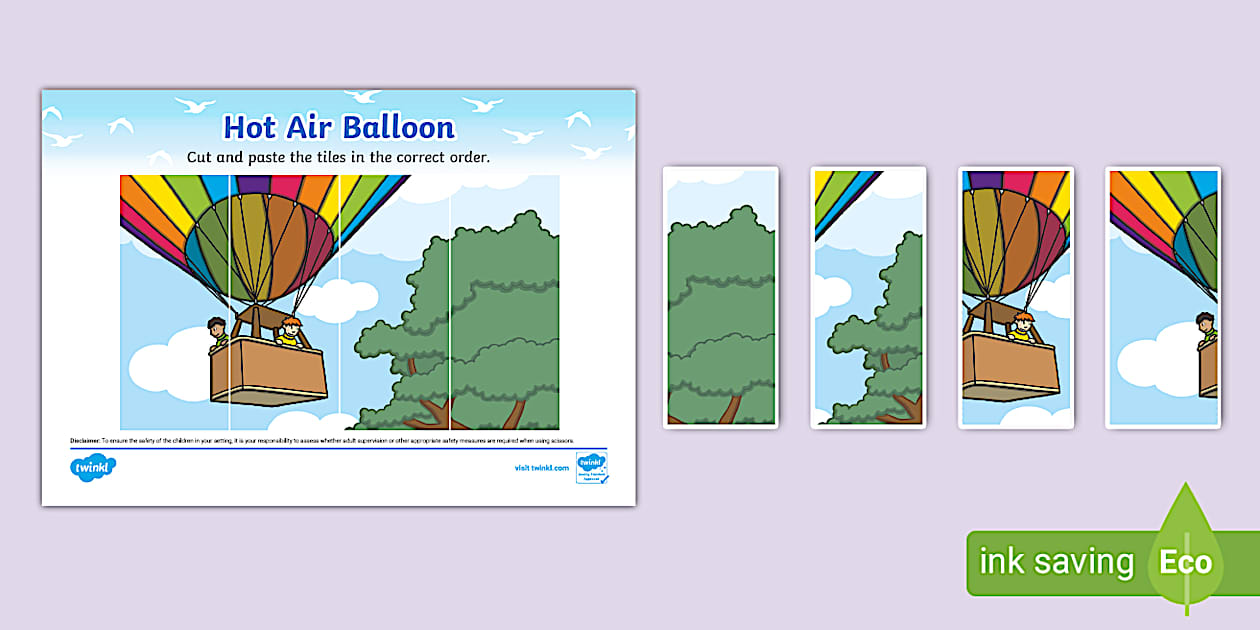 Hot Air Balloon Puzzle Strip (teacher made) - Twinkl