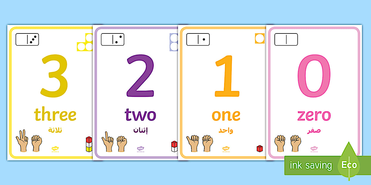 0 to 10 Number Display Posters Arabic/English (Teacher-Made)