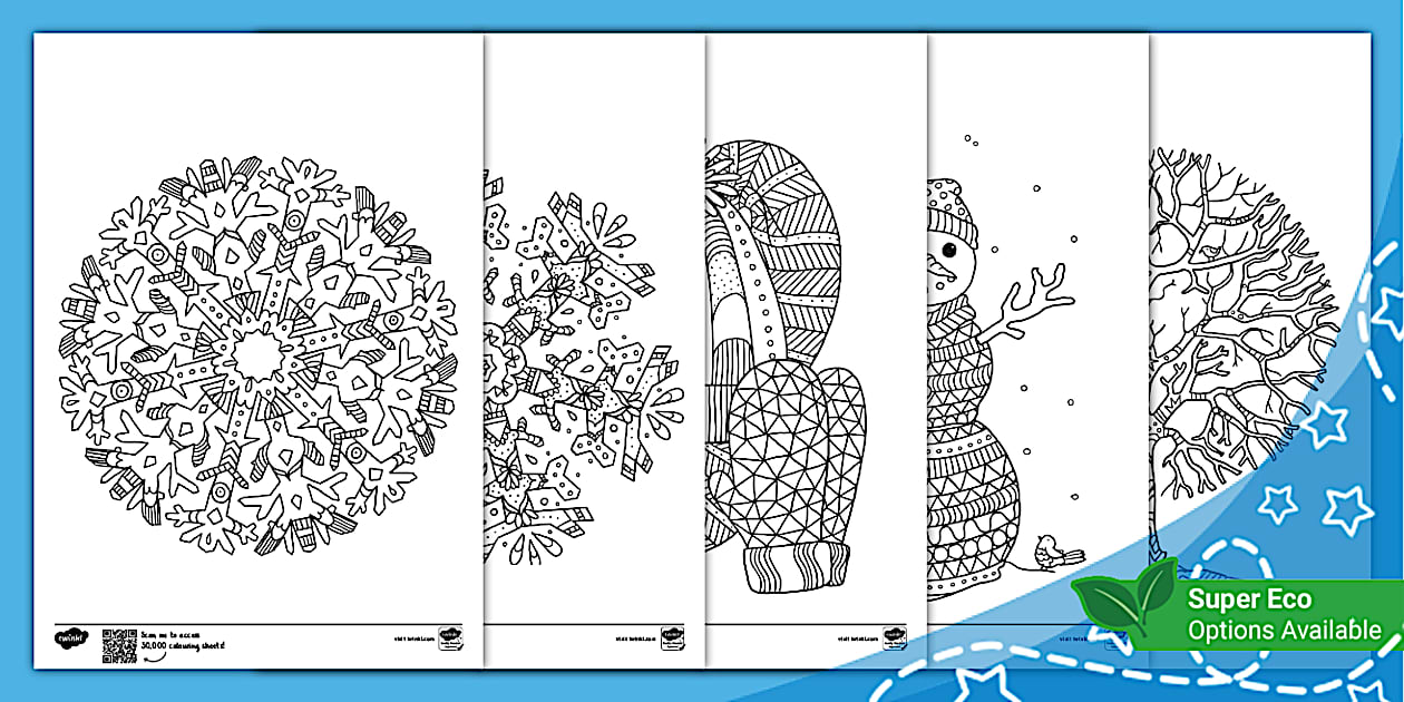FREE! - Winter-themed mindfulness colouring sheets I Calm Classrooms