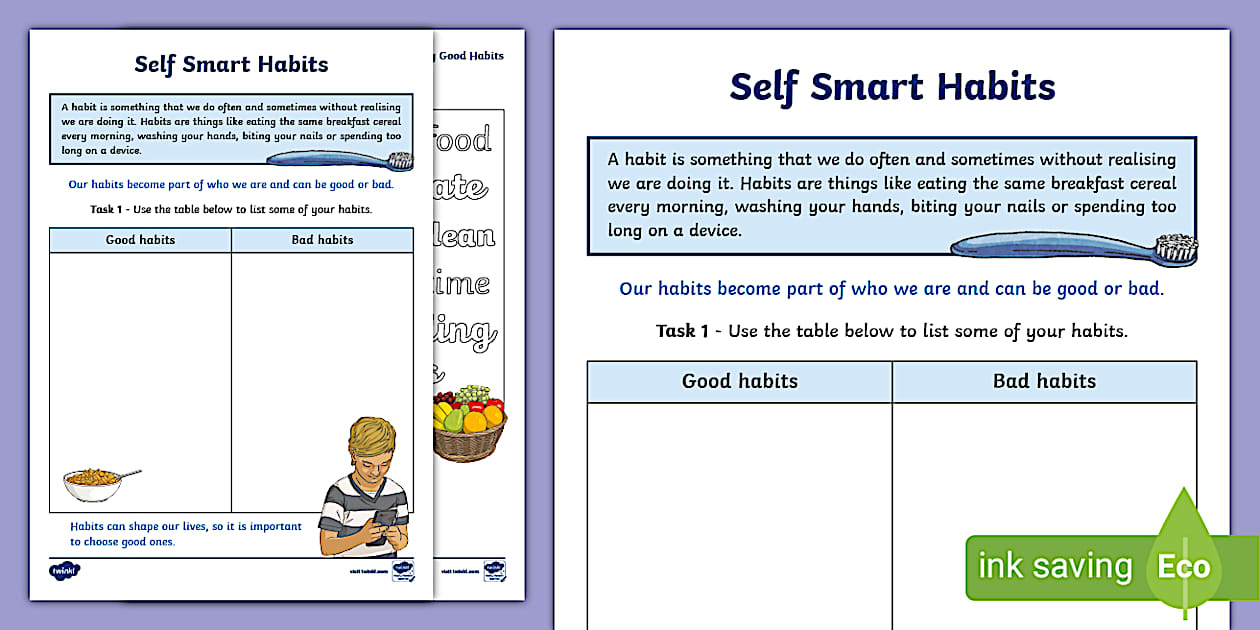 Self Smart Habits - Mental Health Week School Activities