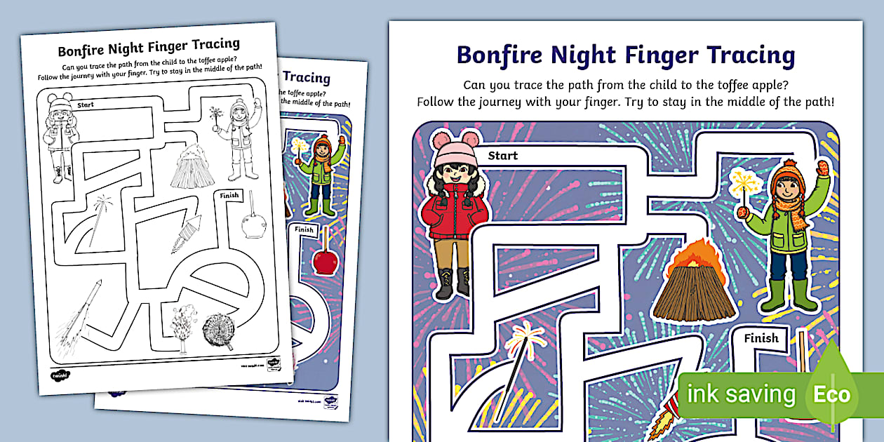 Bonfire Night Finger Tracing Activity (teacher made)