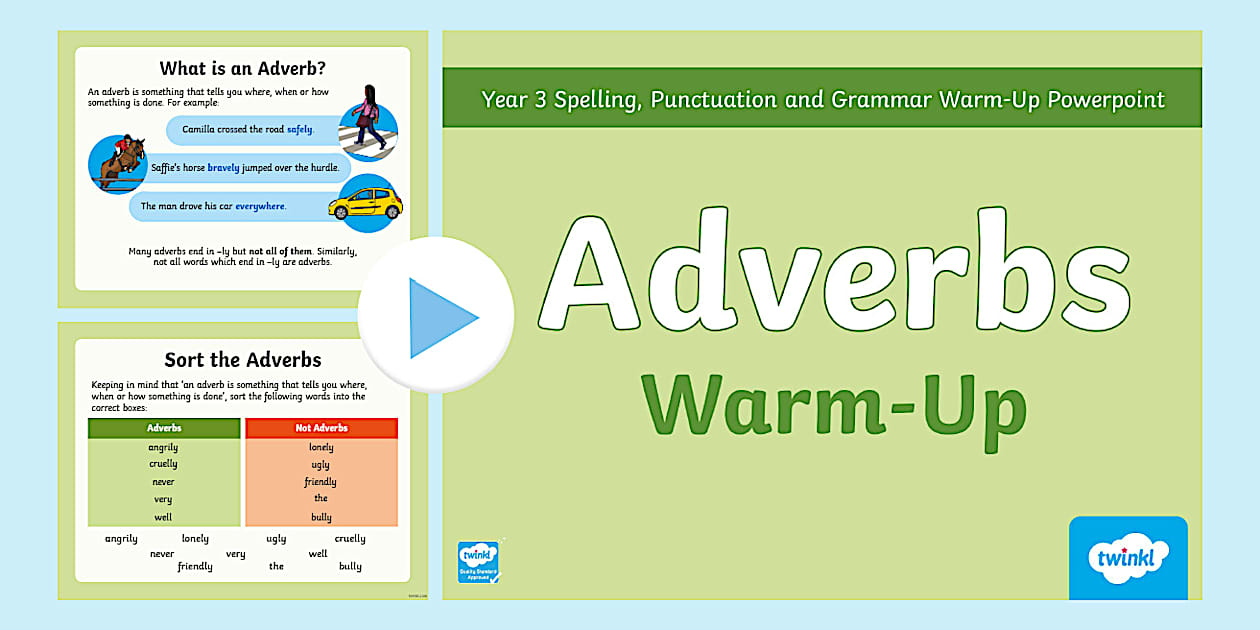 Caribbean KS2 Adverbs Warm-Up PowerPoint - Twinkl