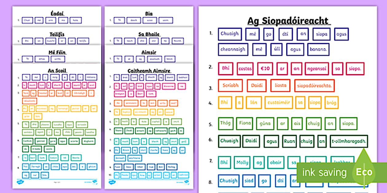 Unscramble the Sentences | Gaeilge Sentence Structure