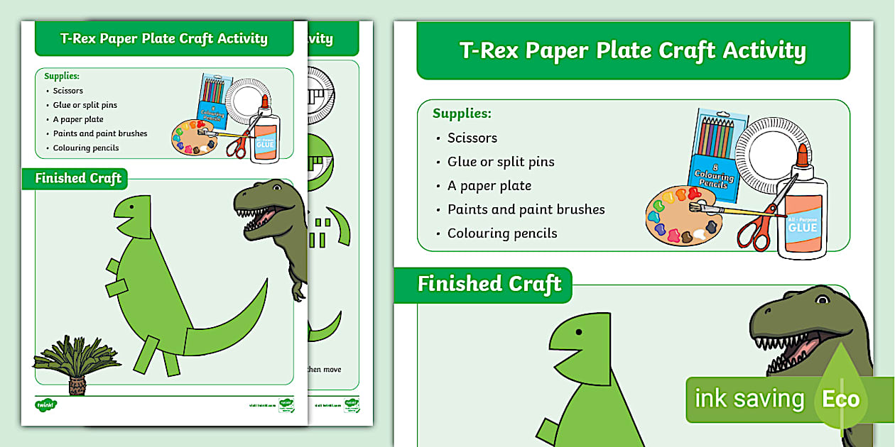 T-Rex Paper Plate Craft Activity (teacher made) - Twinkl