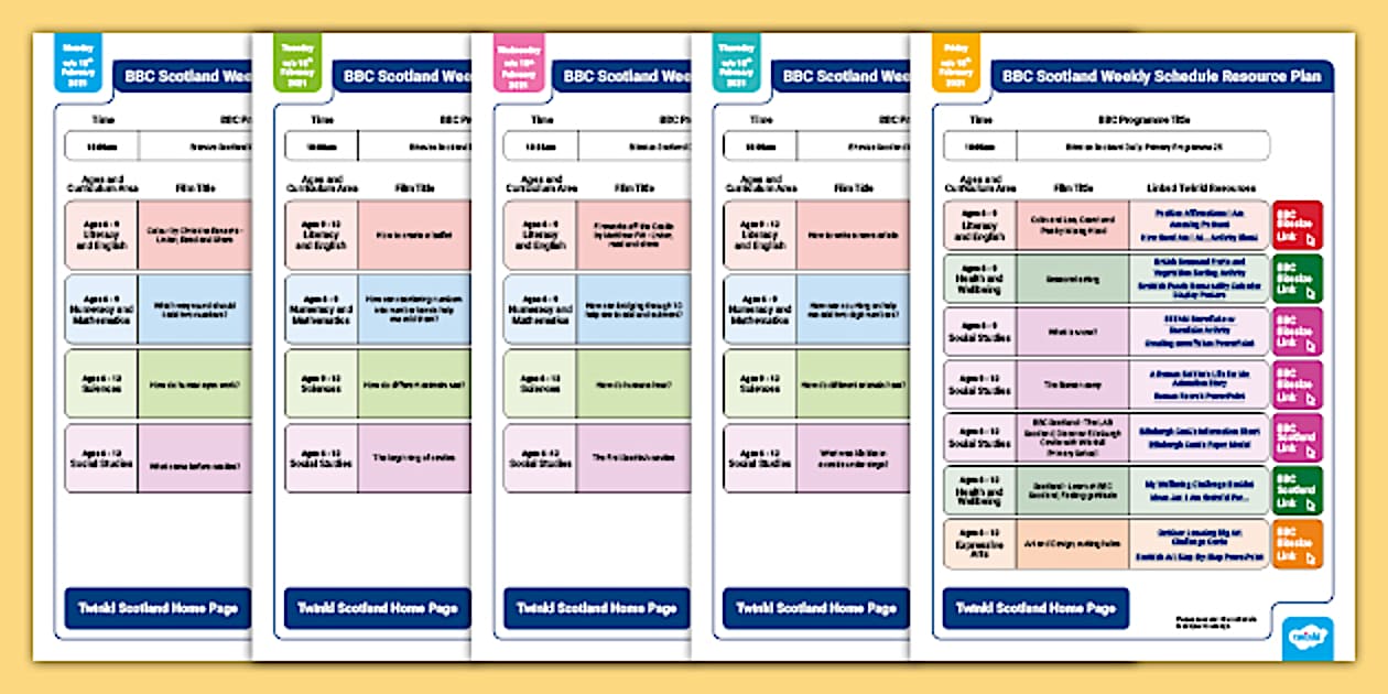 - BBC Scotland Weekly Schedule Resource Plan: W/C 15th February 2021