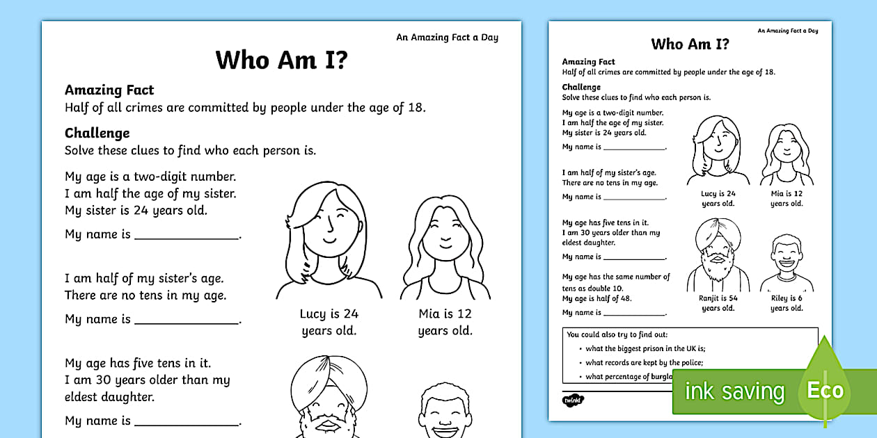 Editable Who Am I? Worksheet (teacher made) - Twinkl
