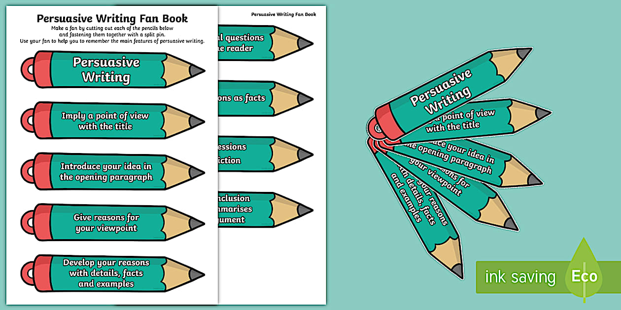 Cursive Pencil-Themed Persuasive Writing Prompt Fan - Twinkl