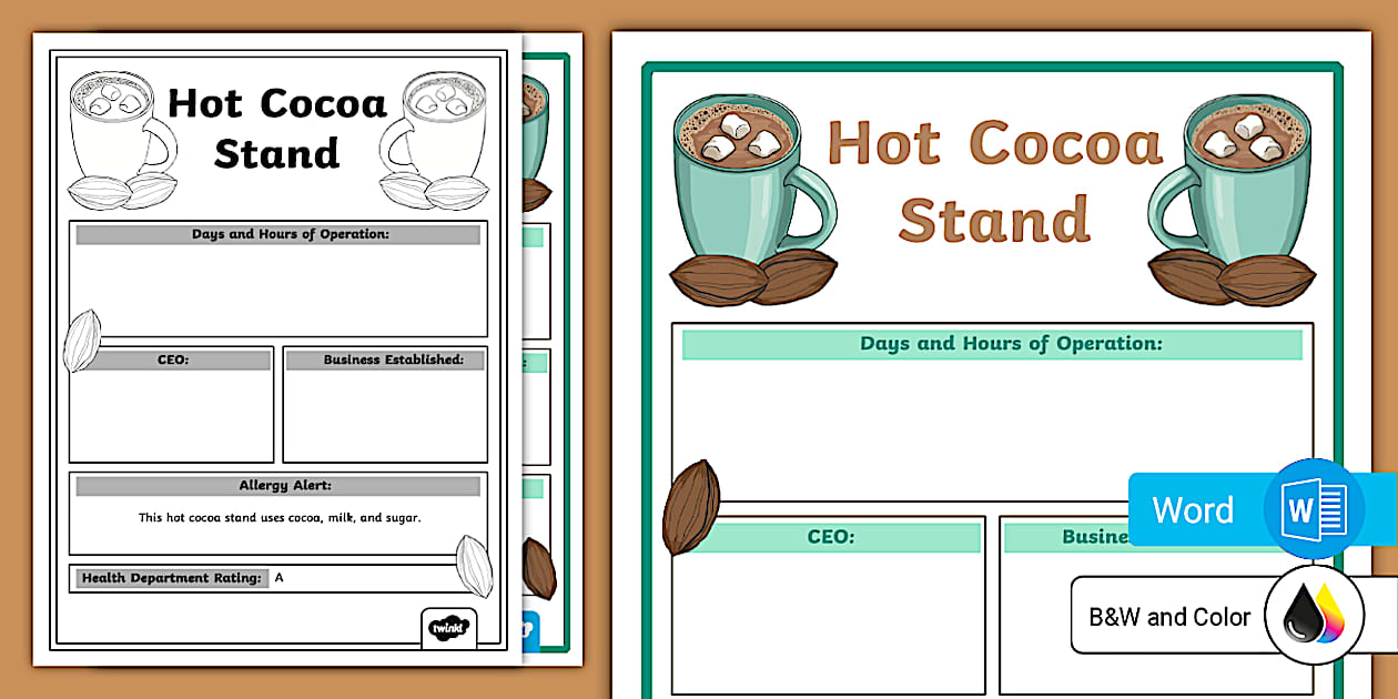 Hot Cocoa Stand Editable Poster for 3rd-5th Grade - Twinkl