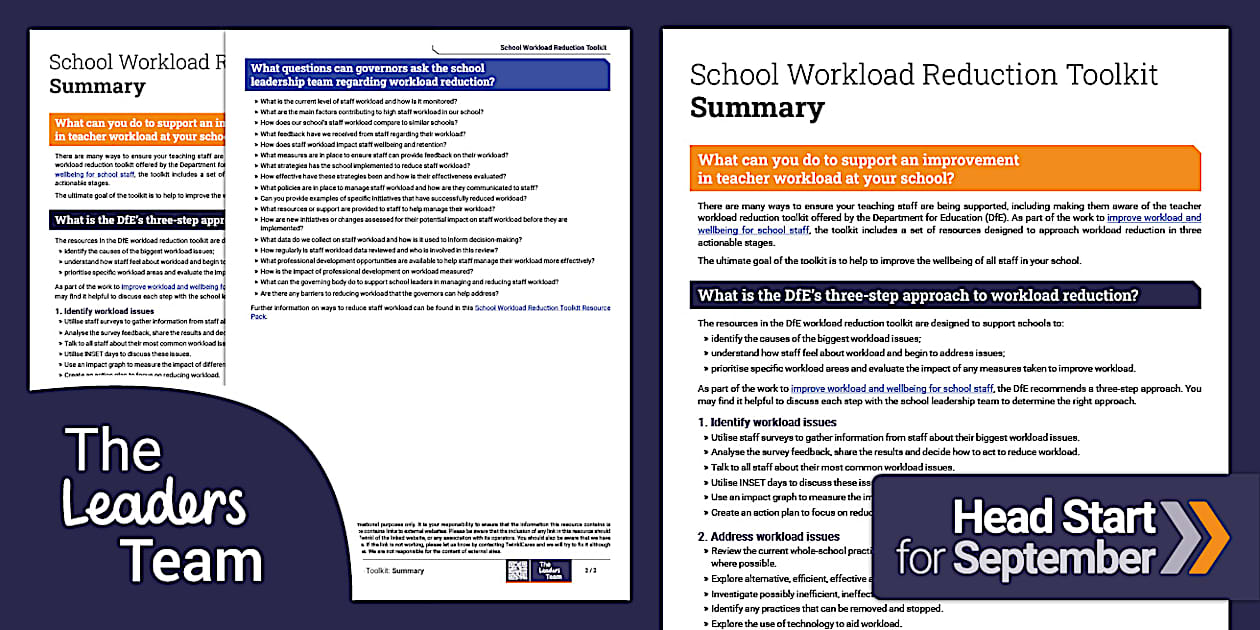 Guidance for Governors: School Workload Reduction Toolkit