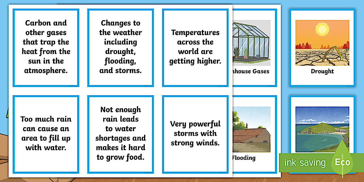 Climate Change Matching Cards for 3rd-5th Grade - Twinkl