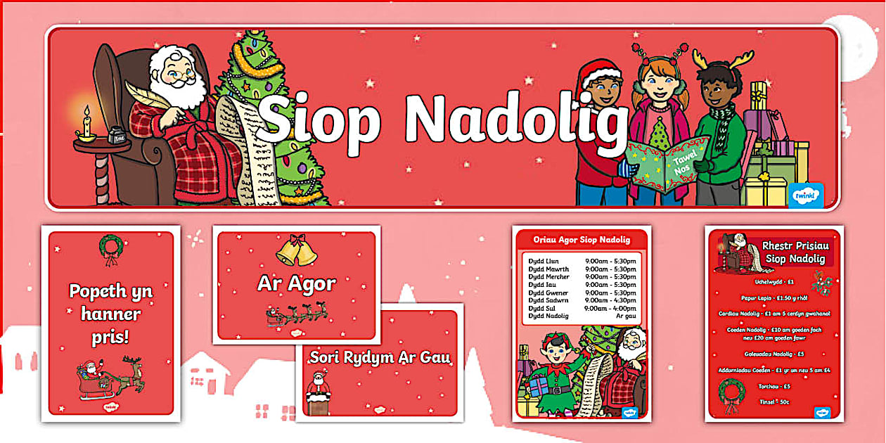 Pecyn Chwarae Rôl Siop Nadolig (teacher made) - Twinkl