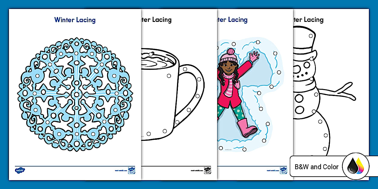 Winter Lacing Cards (teacher made) - Twinkl