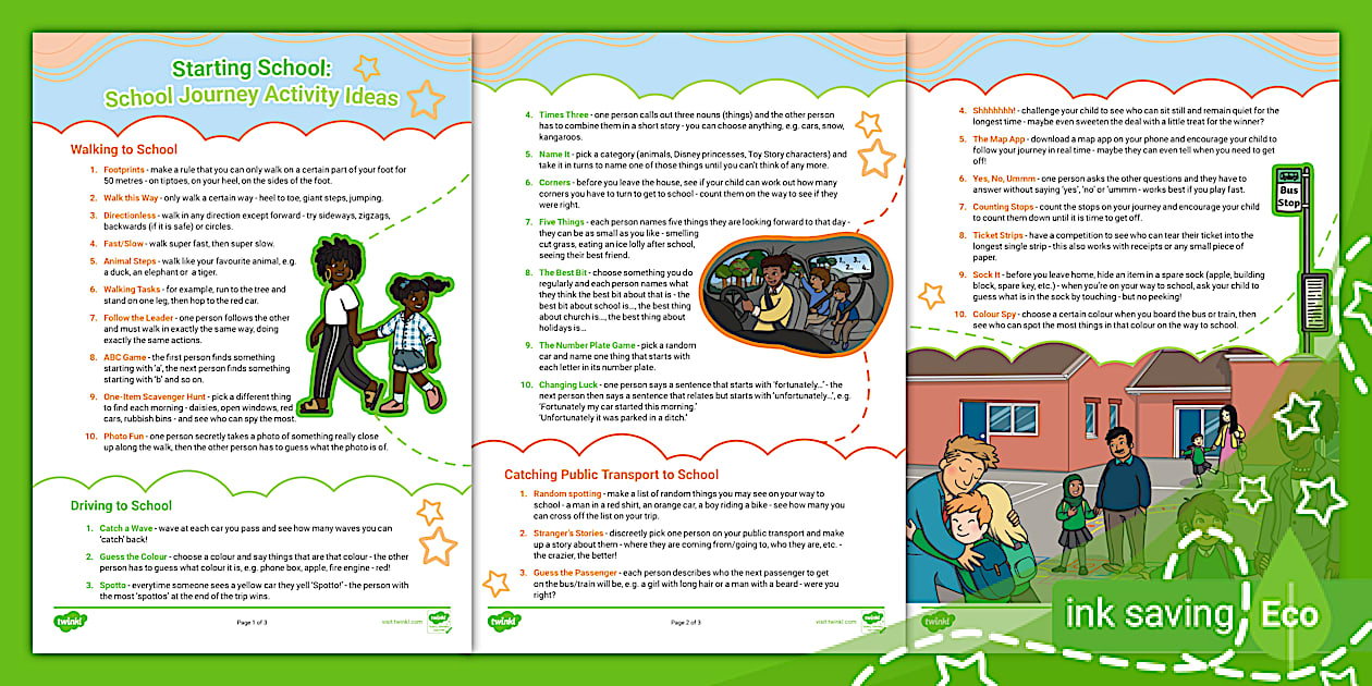 Starting School: School Journey Activity Ideas - Twinkl