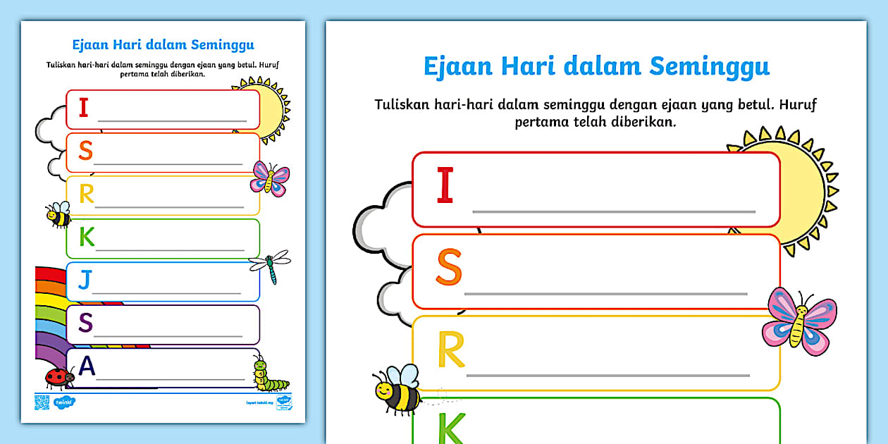 Ejaan Hari dalam Seminggu (ティーチャーメイド)