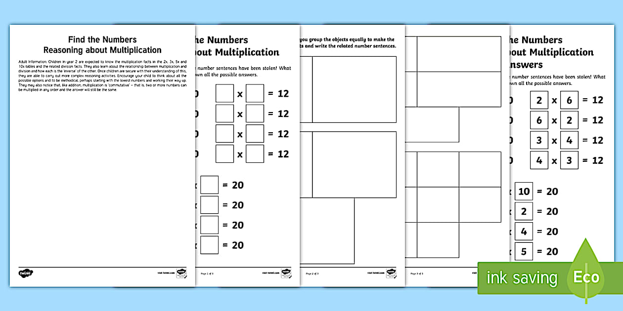 Year 2 Maths Reasoning about Multiplication Homework Worksheet / Worksheet