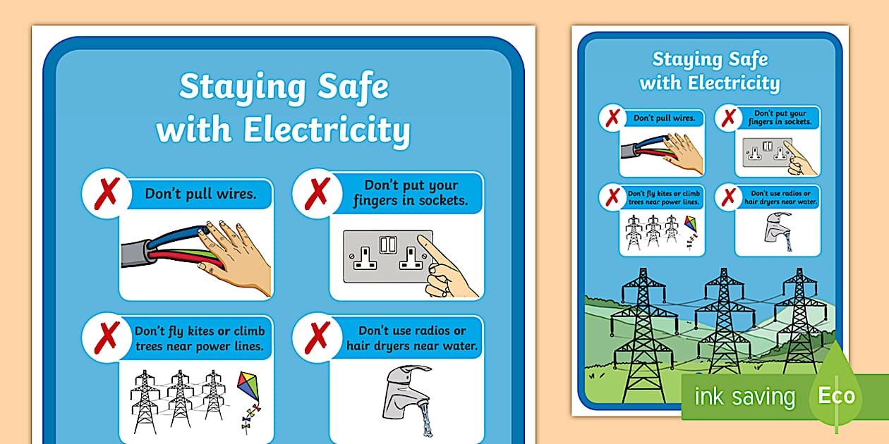 Junior Senior Infants Staying Safe With Electricity Display Poster