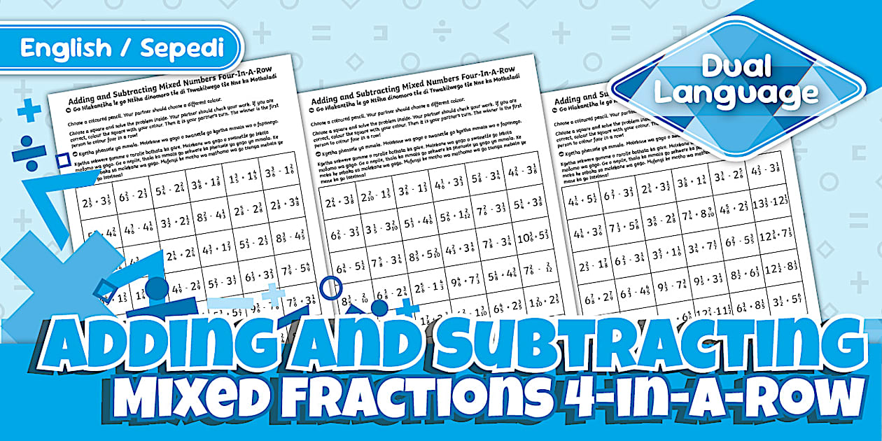 Grade 4 Maths Adding Subtracting Row Game – Sepedi/English
