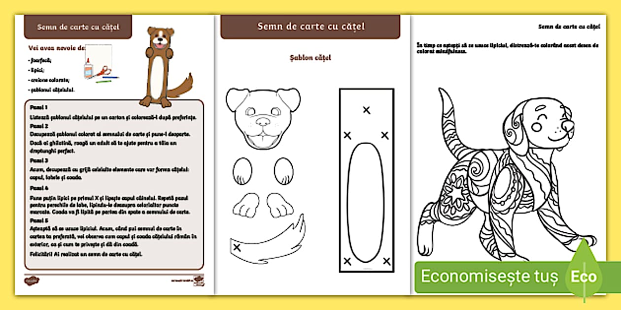 AVAP: Semn de carte cu cățel – Activitate practică