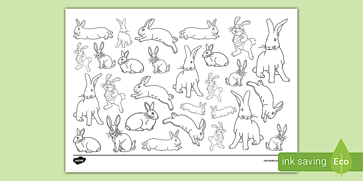 Rabbit Doodle Colouring Page (teacher made) - Twinkl