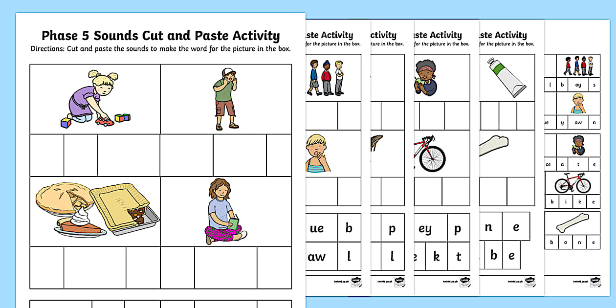 Phase 5 Sounds Cut and Paste Worksheet / Worksheets - Twinkl