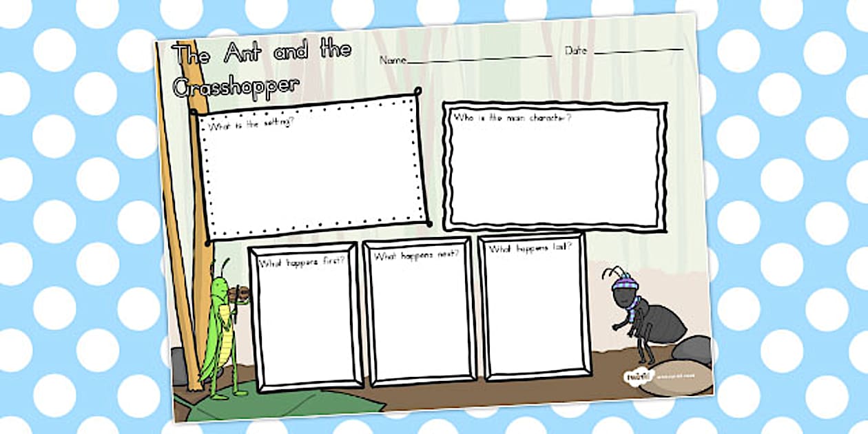 The Ant and the Grasshopper Story Review Writing Frame - frames