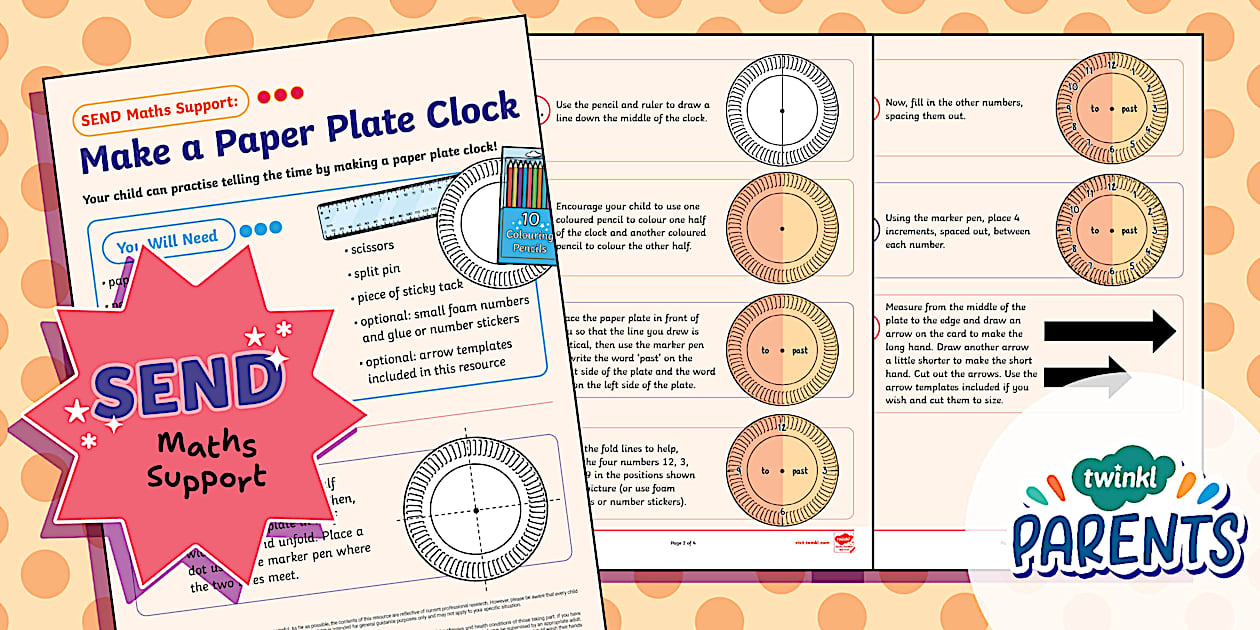 SEND Maths Support: Make a Paper Plate Clock (Year 1 Level)