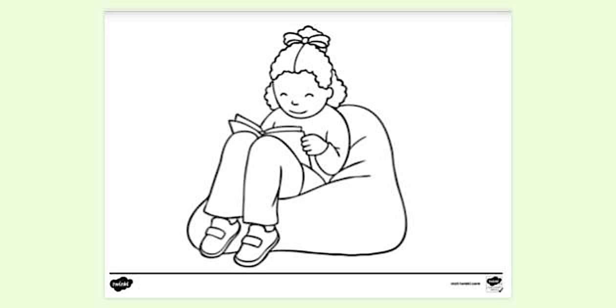 Girl Reading Colouring Sheet (teacher made) - Twinkl