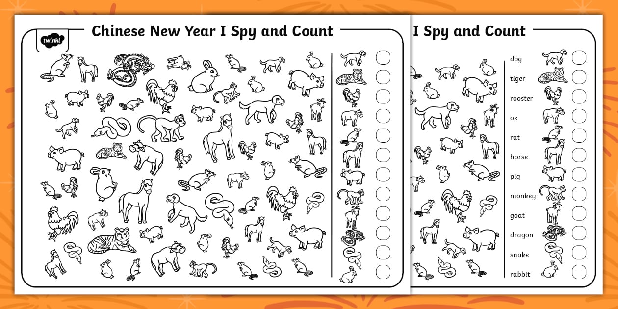 I Spy and Count Chinese New Year Activity Sheet - Twinkl