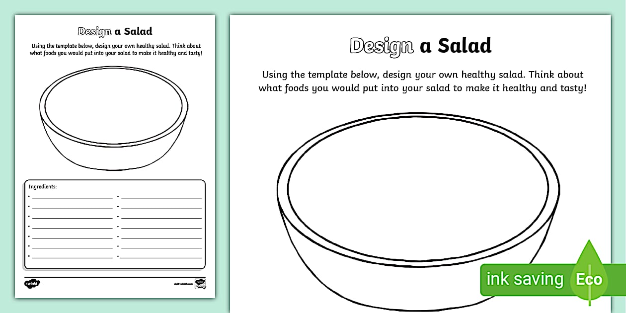 Design Your Own Salad Activity Sheet, Salad Recipe, Salad