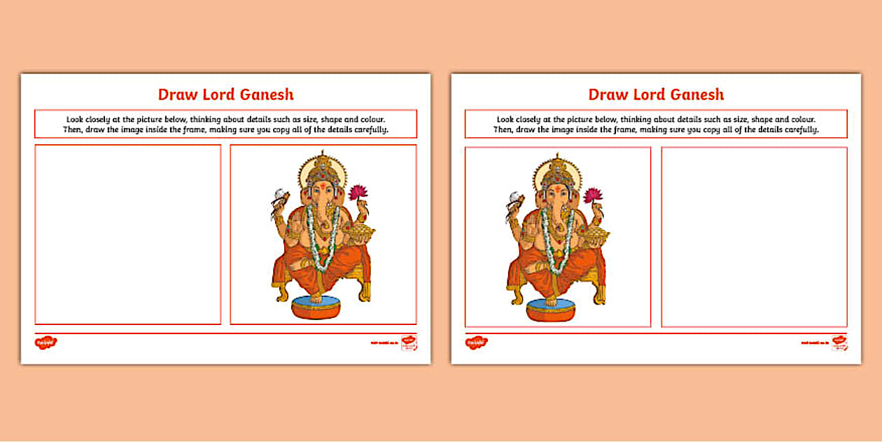 Draw Lord Ganesh Worksheet (teacher made) - Twinkl