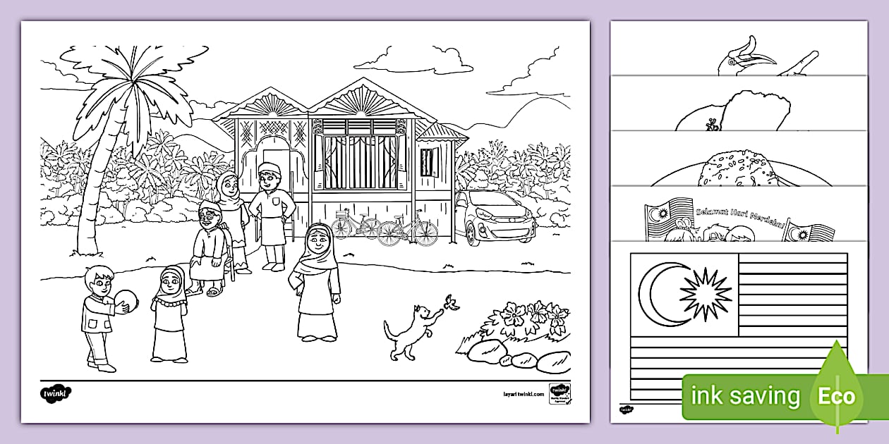 Lembaran Mewarna Hari Merdeka (teacher made) - Twinkl