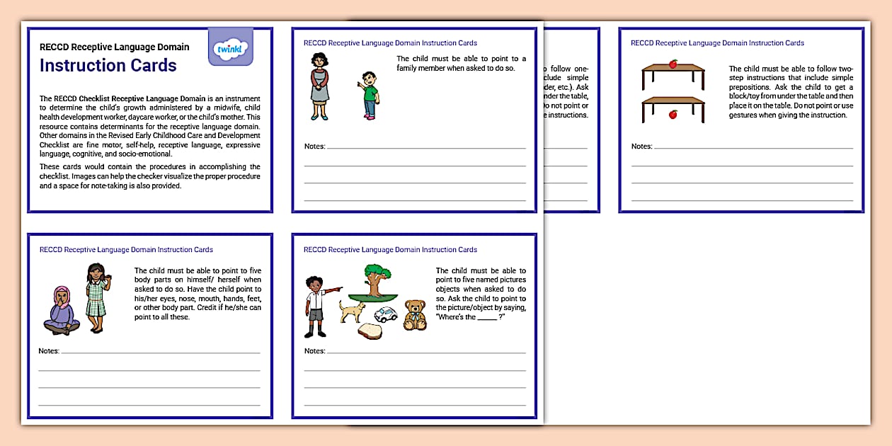 RECCD Receptive Language Domain Instruction Cards | Philippines | Twinkl