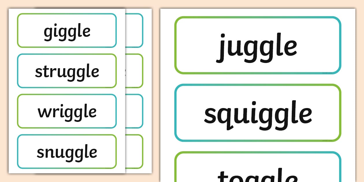 Words Ending in 'ggle' Word Cards (teacher made) - Twinkl
