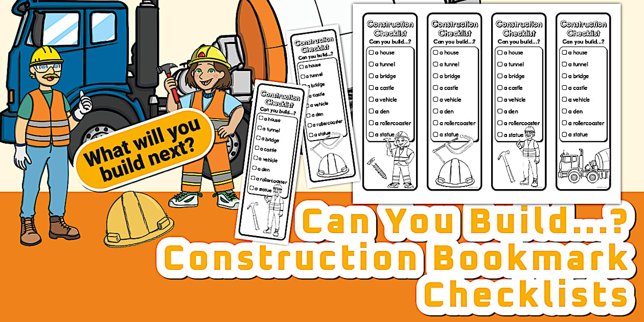 * NEW * Can You Build...? Construction Bookmark Checklists