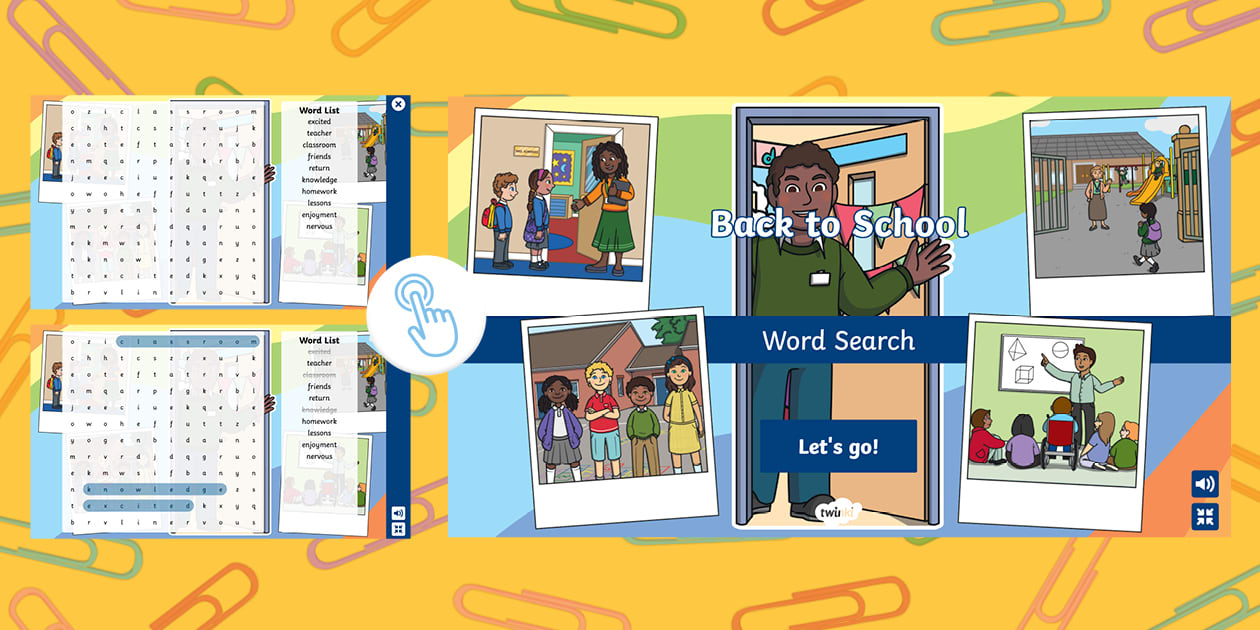 Interactive Back to School Word Search