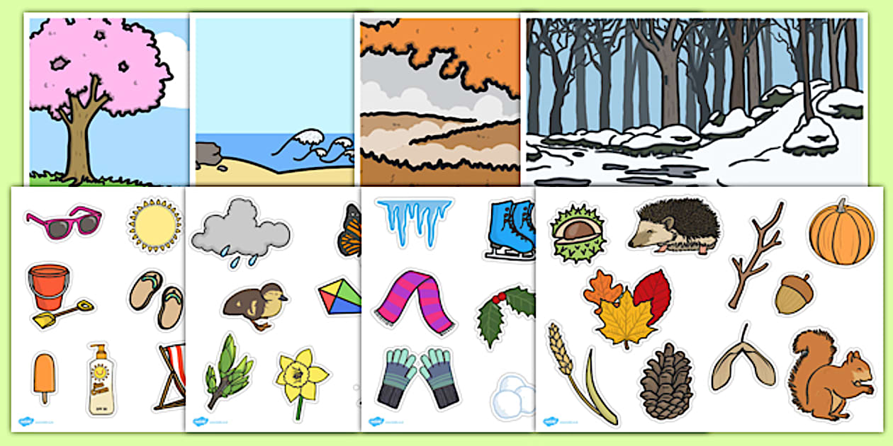 Seasons Matching Game - Seasons Activity (teacher made)