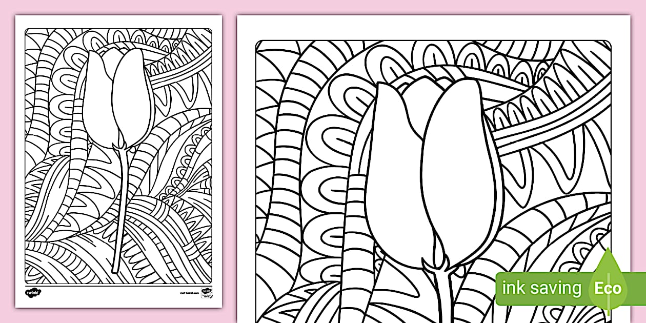 Tulip Mindfulness Colouring (teacher made) - Twinkl