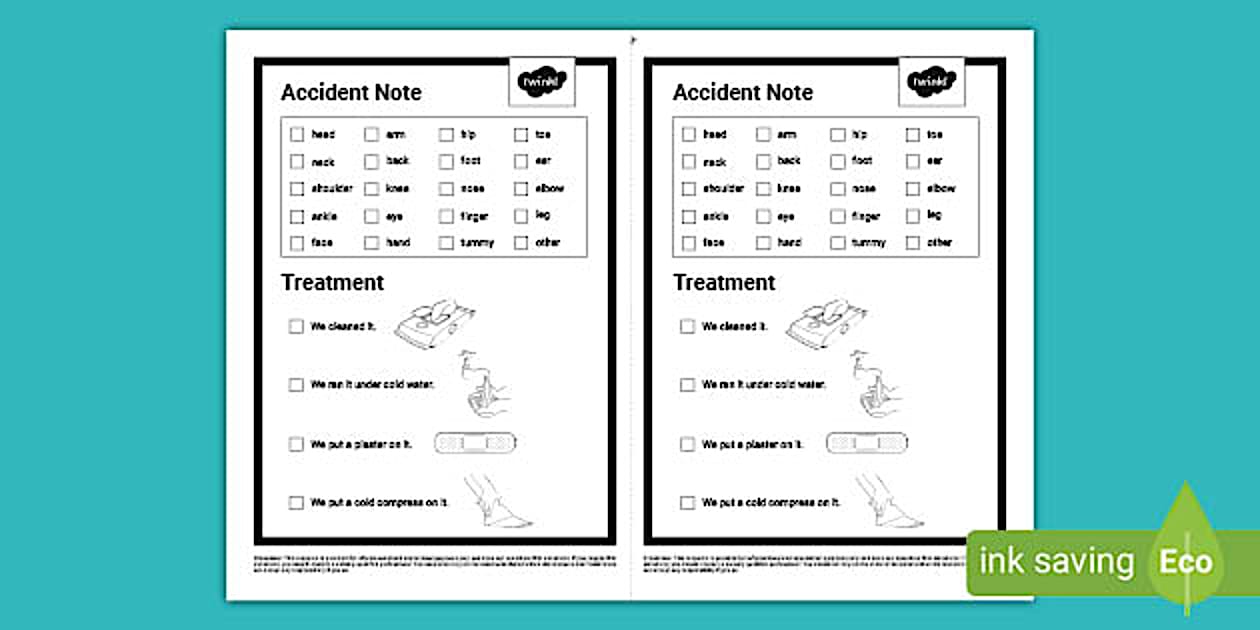 EAL Visual Accident Note (teacher made) - Twinkl