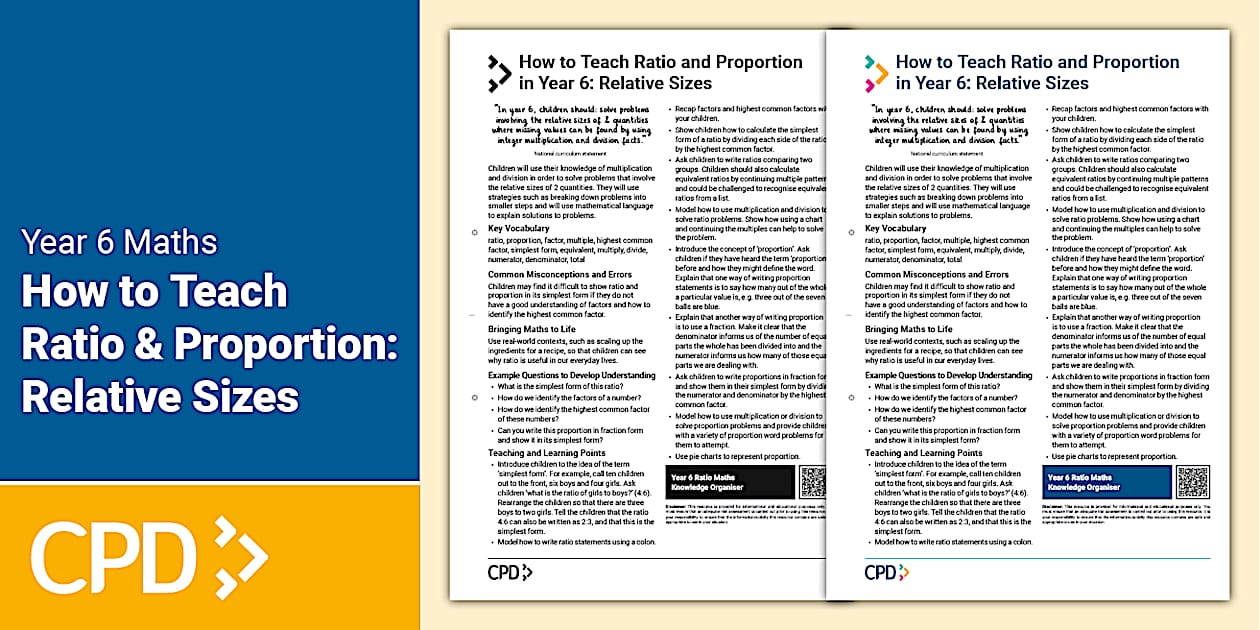 How to Teach Ratio and Proportion in Year 6: Relative Sizes CPD