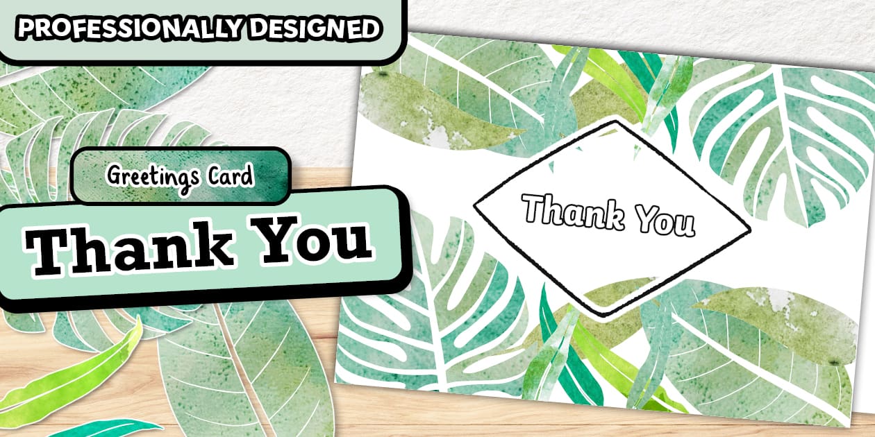 Botanical-Themed Thank You Card - Twinkl