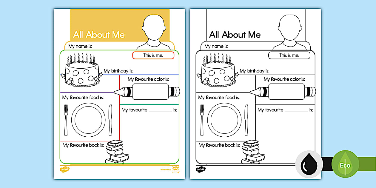Back to School All About Me Activity