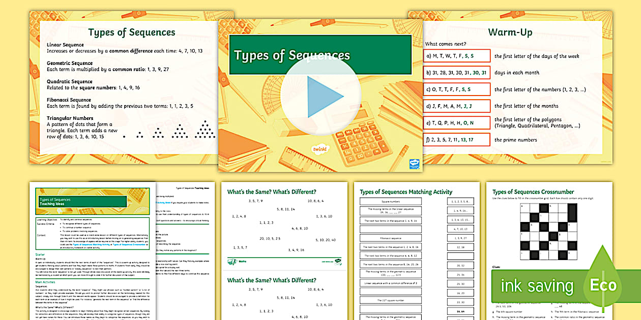Types of Sequences Open-Ended Teaching Pack | Beyond Maths