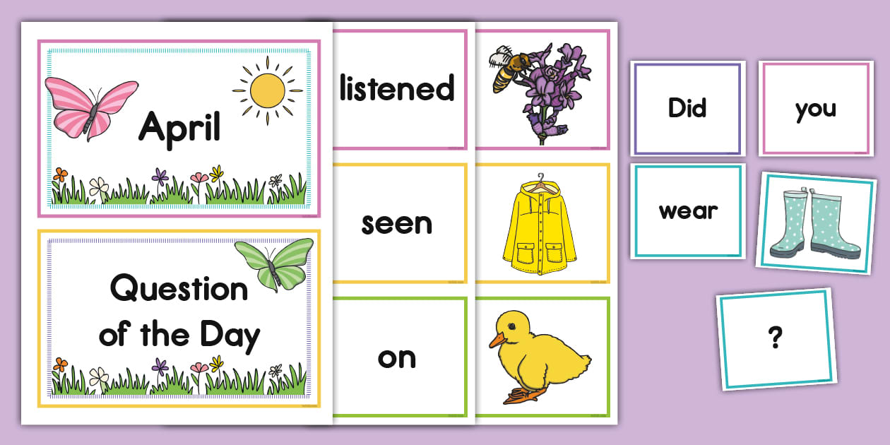 Prekindergarten April Question of the Day Cards