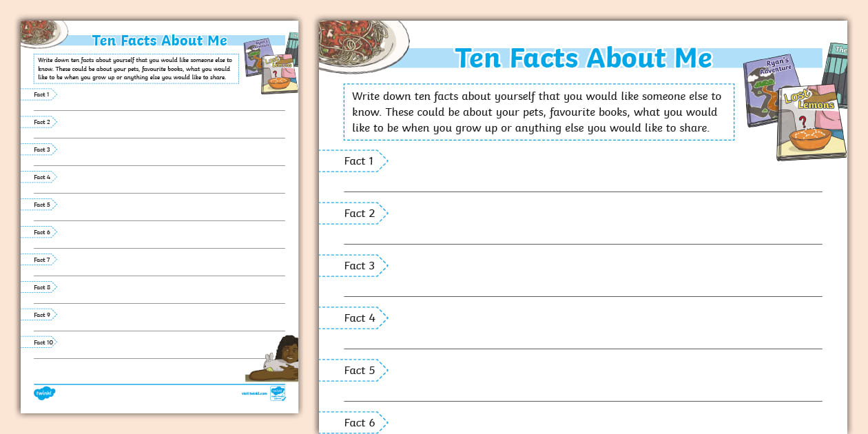 Ten Facts About Me Worksheet - Twinkl - KS2 (teacher made)