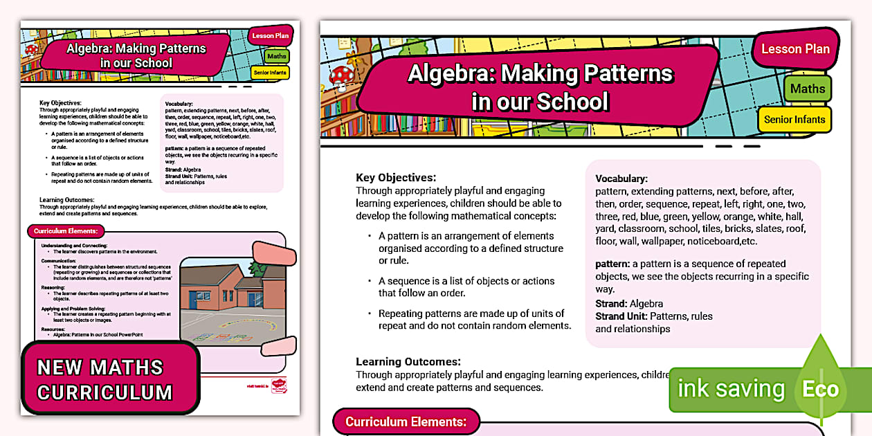 Algebra: Patterns in our School Lesson Plan (teacher made)