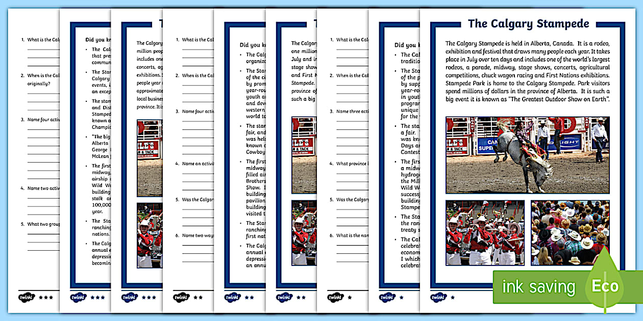 Calgary Stampede Differentiated Reading Comprehension Activity