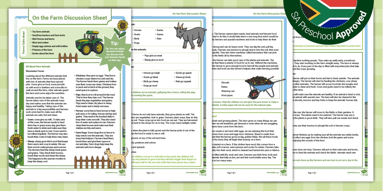 On the Farm- Discussion Sheet (teacher made) - Twinkl