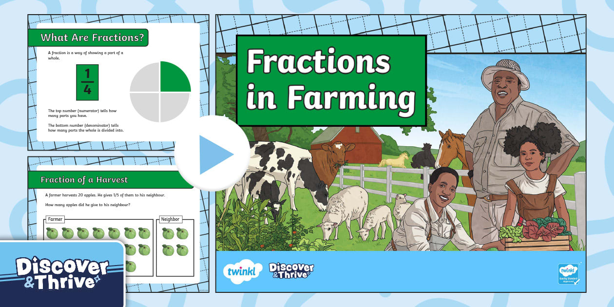 Farm Fractions Powerpoint Third Class (teacher made)
