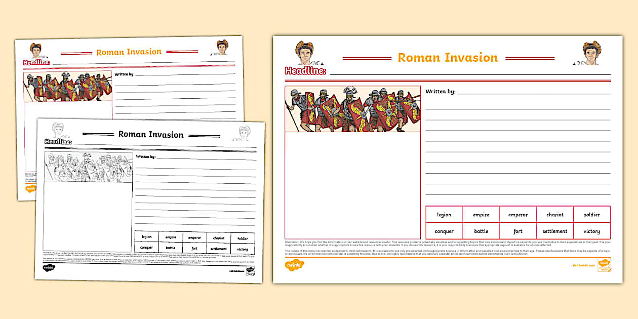 Roman Invasion Recount Newspaper Template (teacher made)